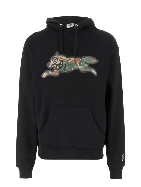 ICECREAM Animal Print Running Dog Hoodie - Black