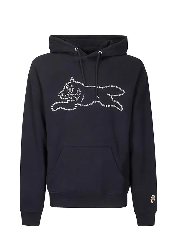 ICECREAM Long-sleeved Hooded Sweatshirt - Black