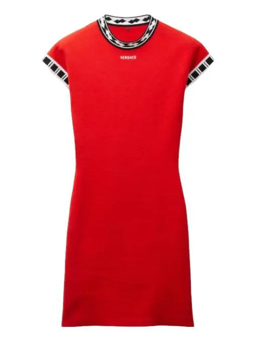 Versace Cotton Knit Mini Dress - Red