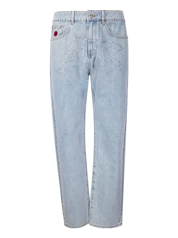 ICECREAM Belt Loop Jeans With Embroidered Accents - Gray