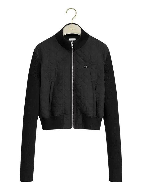 Dior Cropped Macrocannage Bomber Jacket - Black