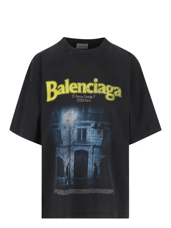 Balenciaga Graphic Printed Oversized T-shirt - Black