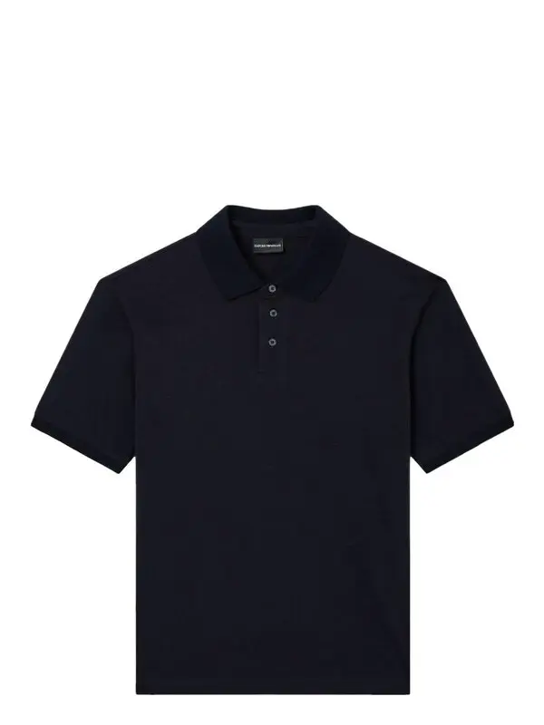 Emporio Armani Monogram Cotton Polo Shirt - Blue