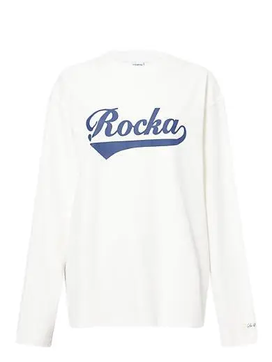 RU & ROCKA Long Sleeve Cotton Jersey T-shirt With Logo - White
