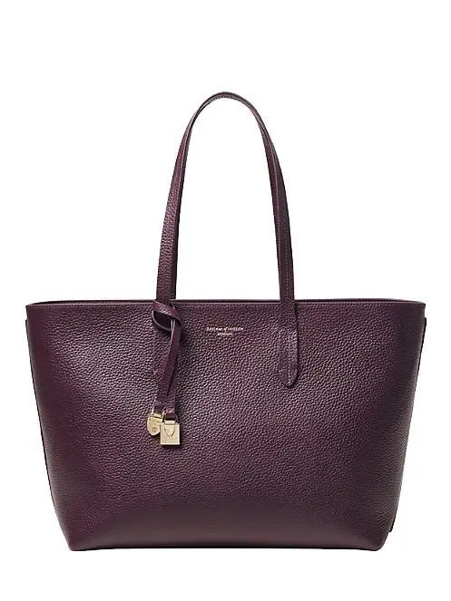 ASPINAL OF LONDON Zipped East West Leather Tote Bag - Fig