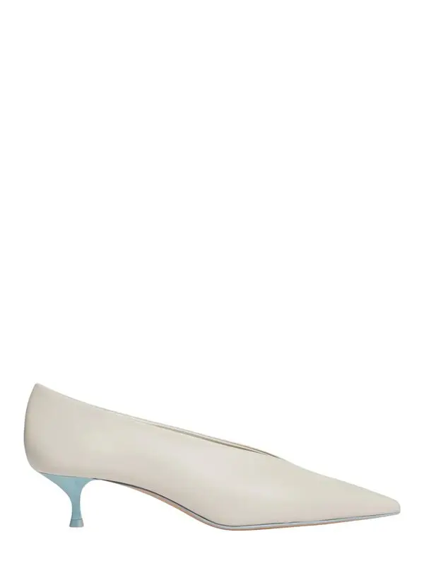 Le Monde Beryl Babouche Kitten Heel Pumps - Ecru