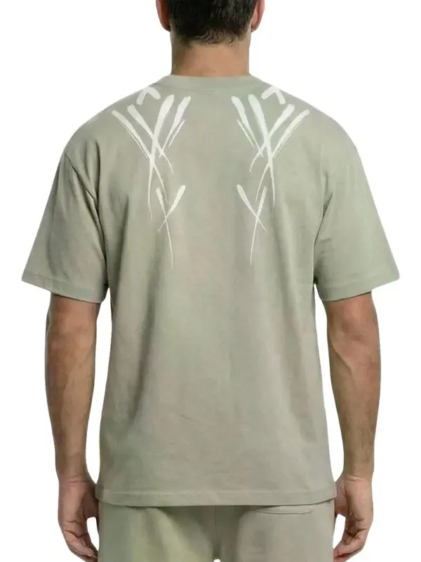 EXIT SOCIETY Graphic-print Drop-shoulder T-shirt - Neutrals