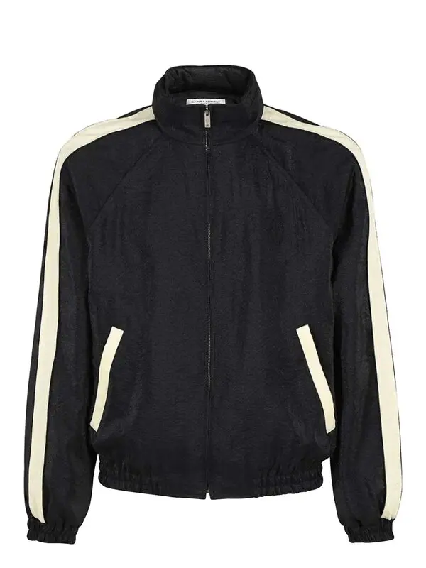 Saint Laurent Bomber Jacket With Embroidered Logo - Black