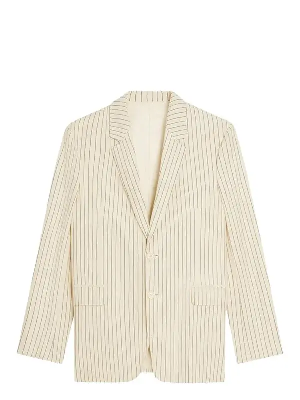Celine Wool Striped Blazer - White