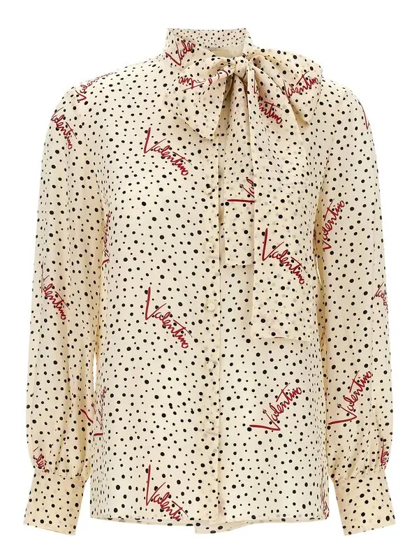 Valentino Garavani Printed Silk Shirt With Lavalliere Collar - Multicolor