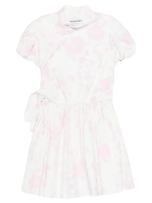 SELF-PORTRAIT Floral Print Cotton Day Dress - White