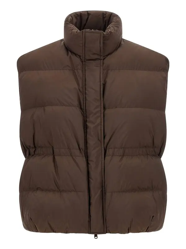 Brunello Cucinelli Quilted Puffer Vest With Monile Detail - Brown