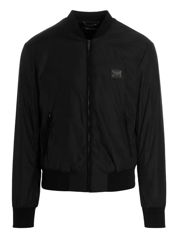 Dolce & Gabbana Dg Essential Nylon Bomber Jacket - Black