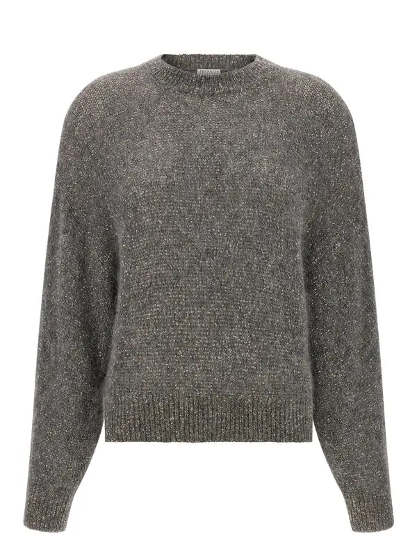 Brunello Cucinelli Mohair And Alpaca Blend Sweater With Sequins - Gray