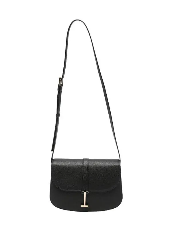 TOM FORD Leather Grained Shoulder Bag With T-clasp - Black
