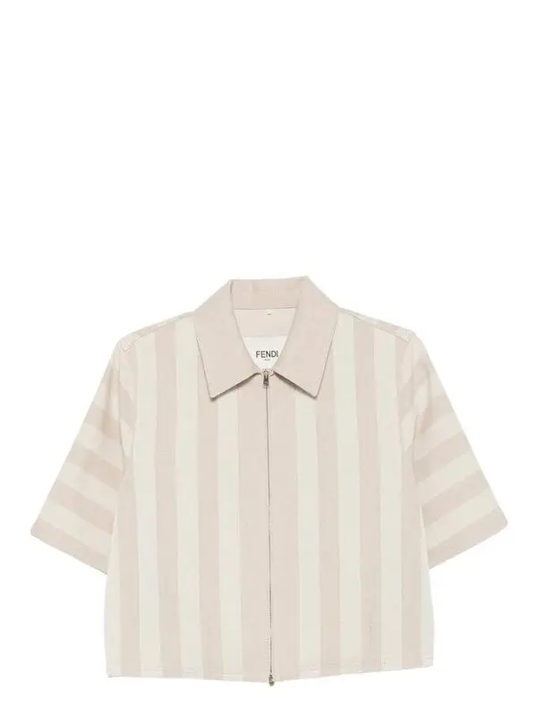 Fendi Cropped Striped Jacket - Cream