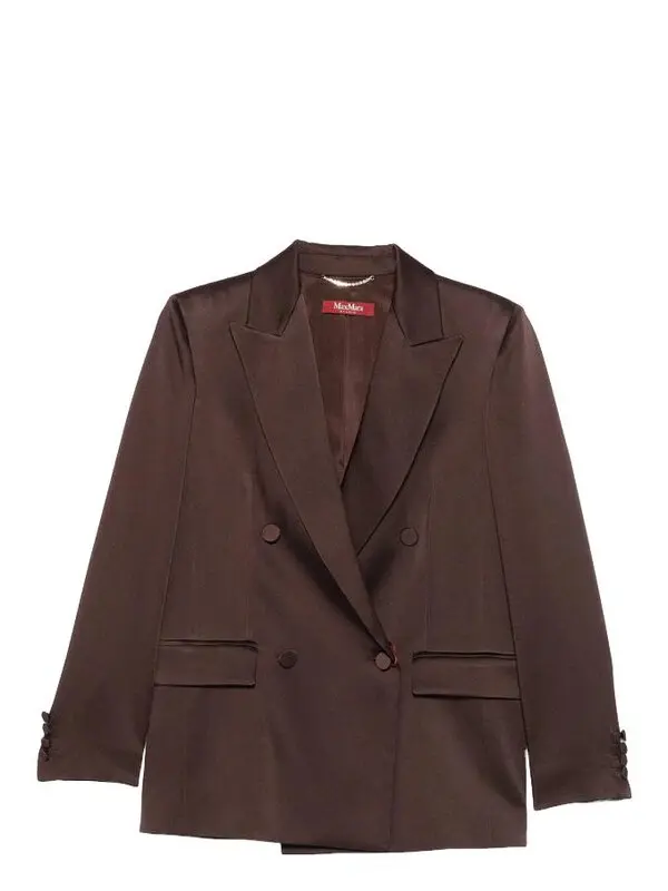 Max Mara Double-breasted Satin Blazer - Brown