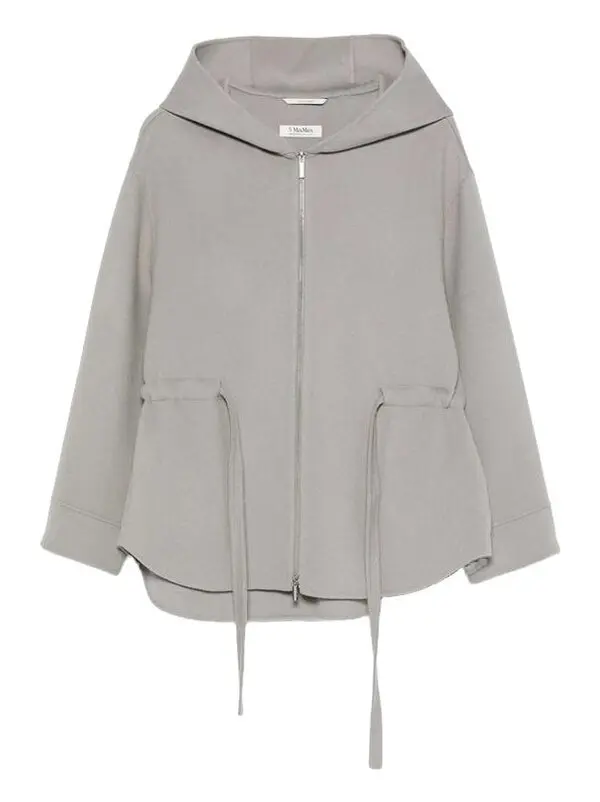 Max Mara Grey Wool Hooded Zip-up Jacket - Gray