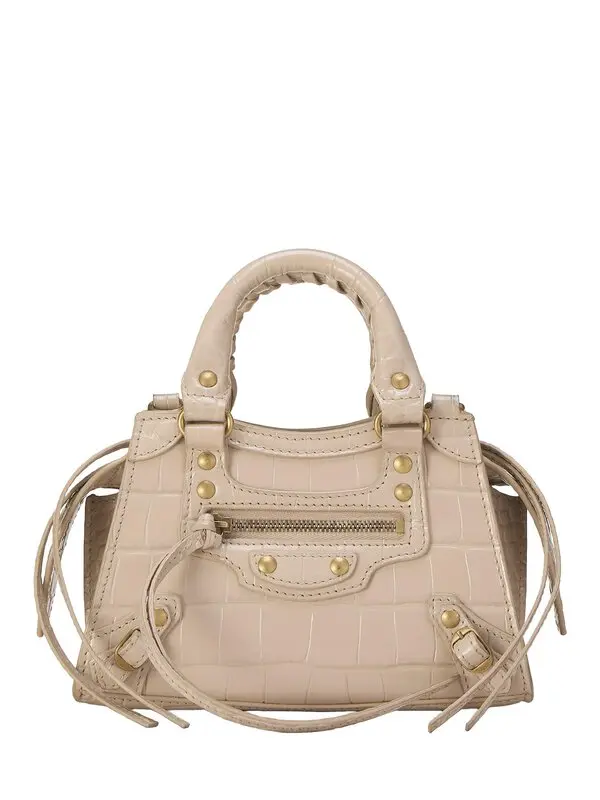 Balenciaga Embossed Neo Classic City Bag - Beige