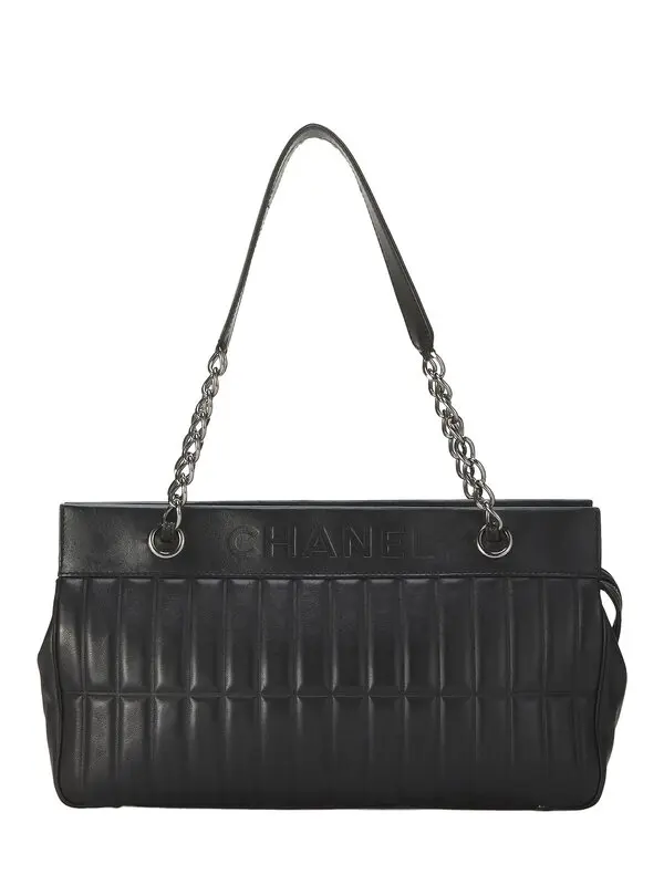 Chanel Lambskin Vertical Shoulder Bag - Black
