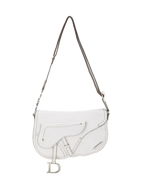 Dior Calfskin Saddle Messenger Bag - White