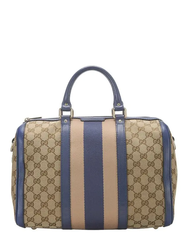 Gucci Gg Web Boston Handbag - Blue