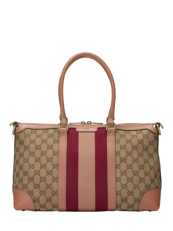 Gucci Gg Vintage Web Convertible Tote - Pink