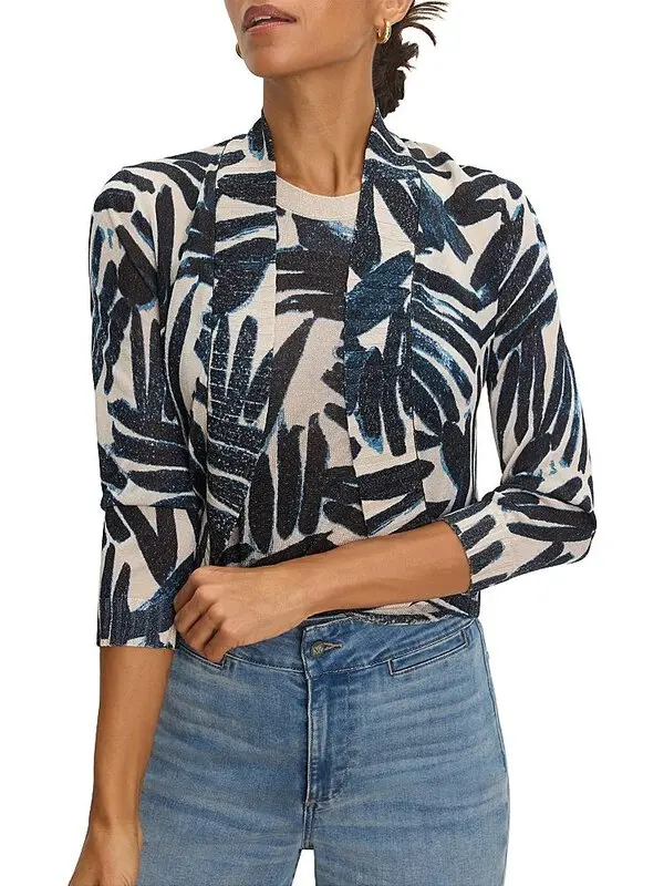NIC+ZOE Painted Palms Bolero Cardigan - Indigo Multi