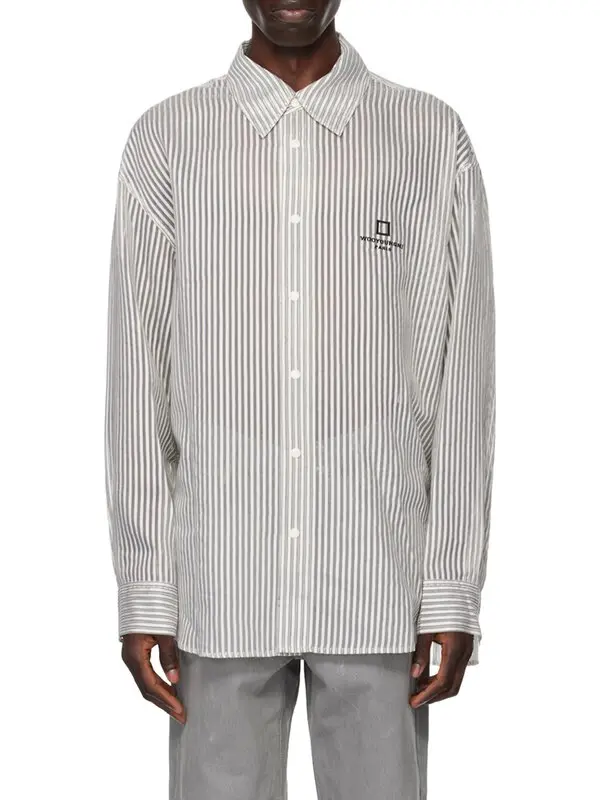 WOOYOUNGMI Striped Long-sleeved Shirt - Gray