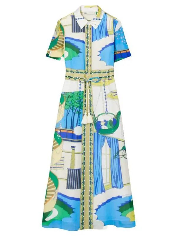 Tory Burch Graphic-print Midi Shirt Dress - Multicolor