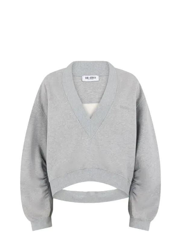 Attico V-neck Sweatshirt With Ruffle Detail - Multicolor