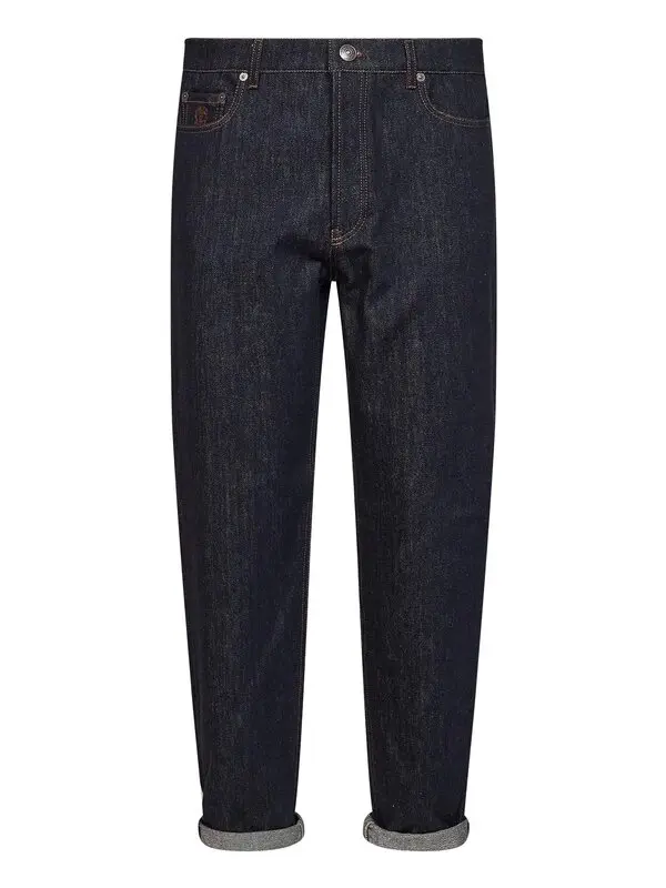 Brunello Cucinelli Iconic Fit Jeans In Blue Cotton Denim - Multicolor