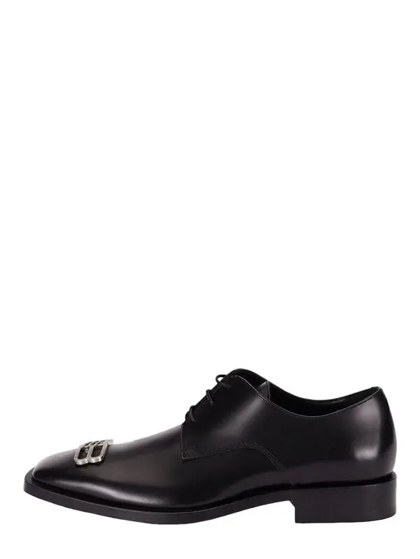 Balenciaga Rim Derby Leather Shoes - Black