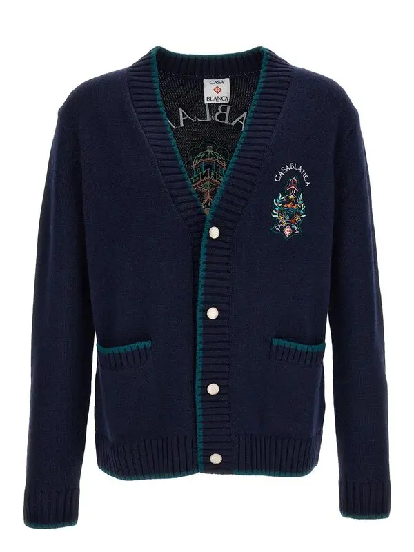 Casablanca Hotel Cardigan In Wool And Cashmere Blend - Multicolor