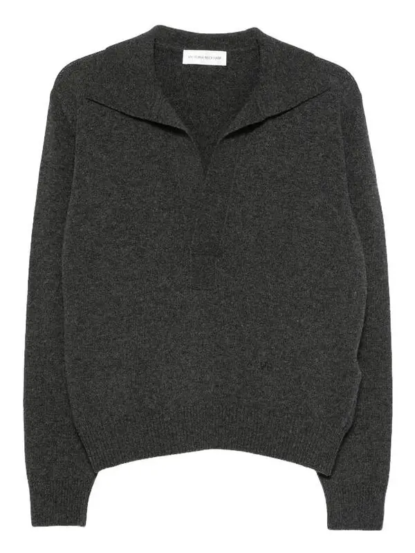 Victoria Beckham Dark Grey Wool Blend Knitwear Jumper - Gray