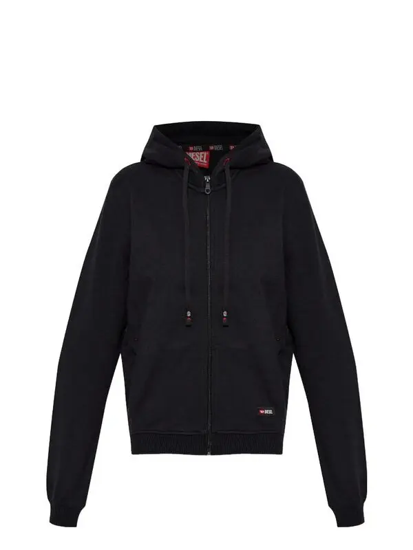 DIESEL® Cotton Blend Zip-up Hoodie - Black