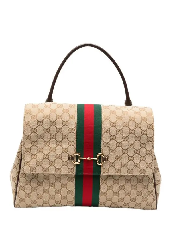 Gucci Monogrammed Tote Bag With Web Stripe - Multicolor