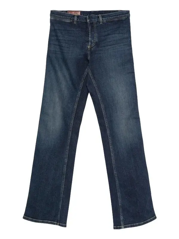 Gucci Denim Regular & Straight-leg Jeans With Web Stripe Detail - Blue