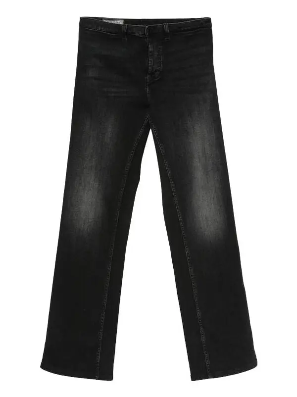 Gucci Faded Effect Denim Bootcut Jeans With Web-stripe Detailing - Black