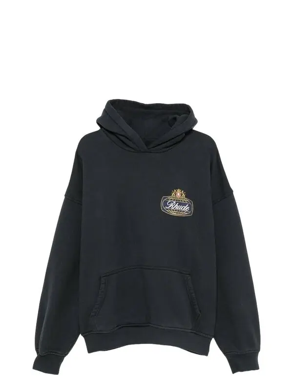 Rhude Cotton Graphic Print Hoodie - Black