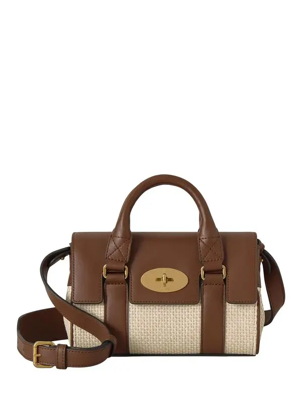 Mulberry Mini Raffia And Leather Bayswater Top-handle Bag - Neutral