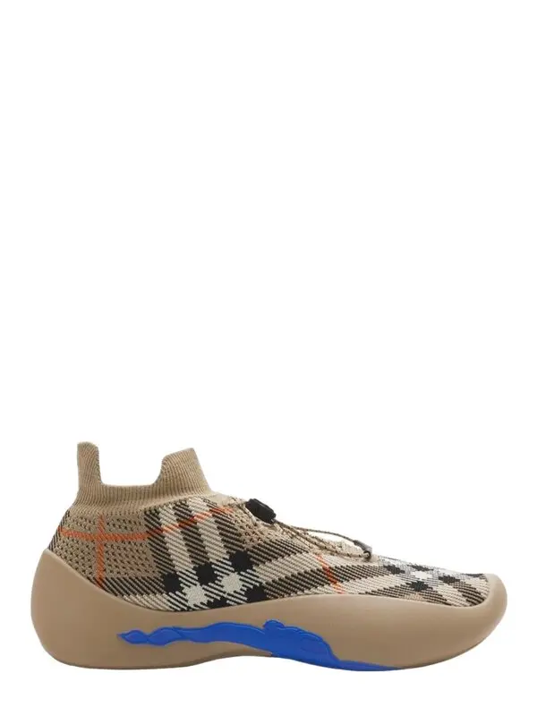 Burberry Checked Knit Neptune Sneakers - Sand-colored