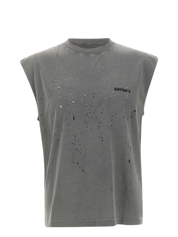Satisfy Mothtech Distressed Sleeveless T-shirt - Gray