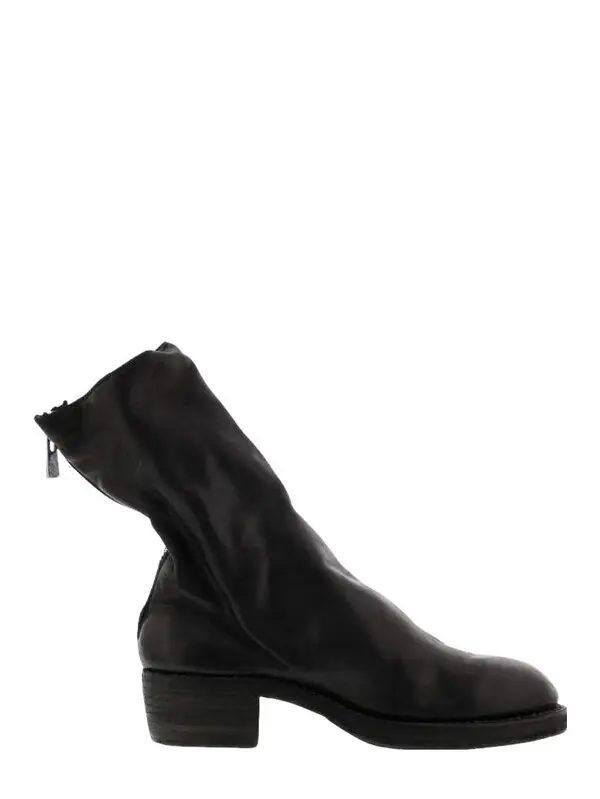 Guidi Zip-up Heeled Leather Boots - Black