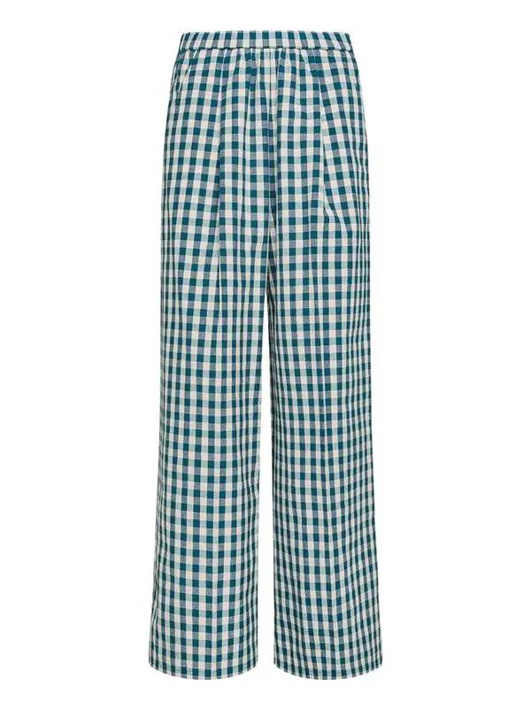 FORTE_FORTE Palazzo Pants In Gingham Check - Peacock