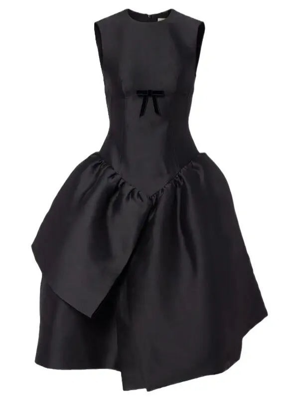 SHUSHU/TONG Bow-detail Midi Dress - Black