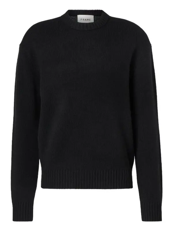 FRAME Ribbed Crew Neck Sweater - Black