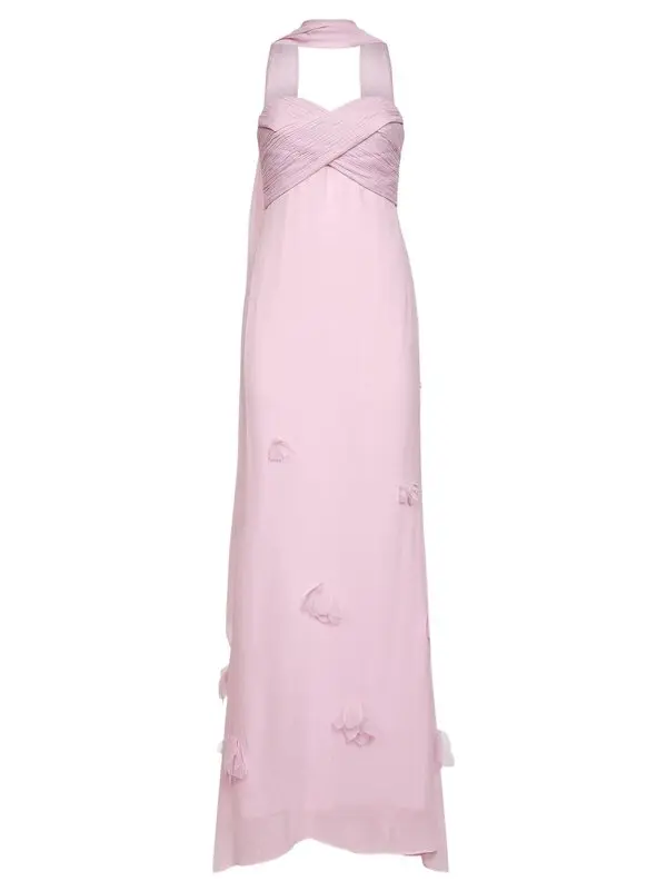 SELF-PORTRAIT Georgette Maxi Dress With Scarf Detail - Multicolor
