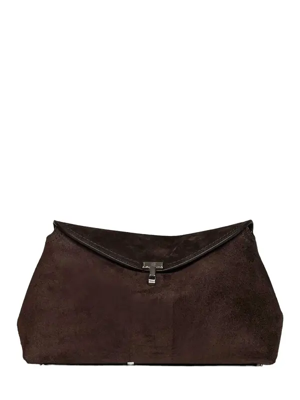 TOTEME Brown Suede T-lock Clutch Bag - Multicolor