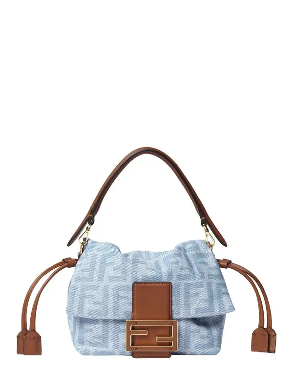 Fendi Light Blue Ff Denim Mamma Baguette Mini Bag - Multicolor